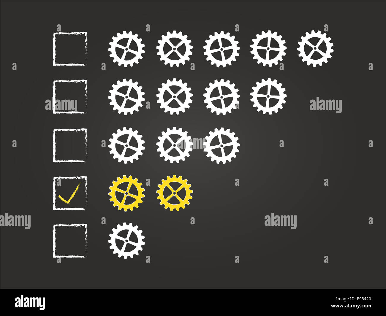 Cogs Quality Feedback Form On Blackboard Stock Photo - Alamy