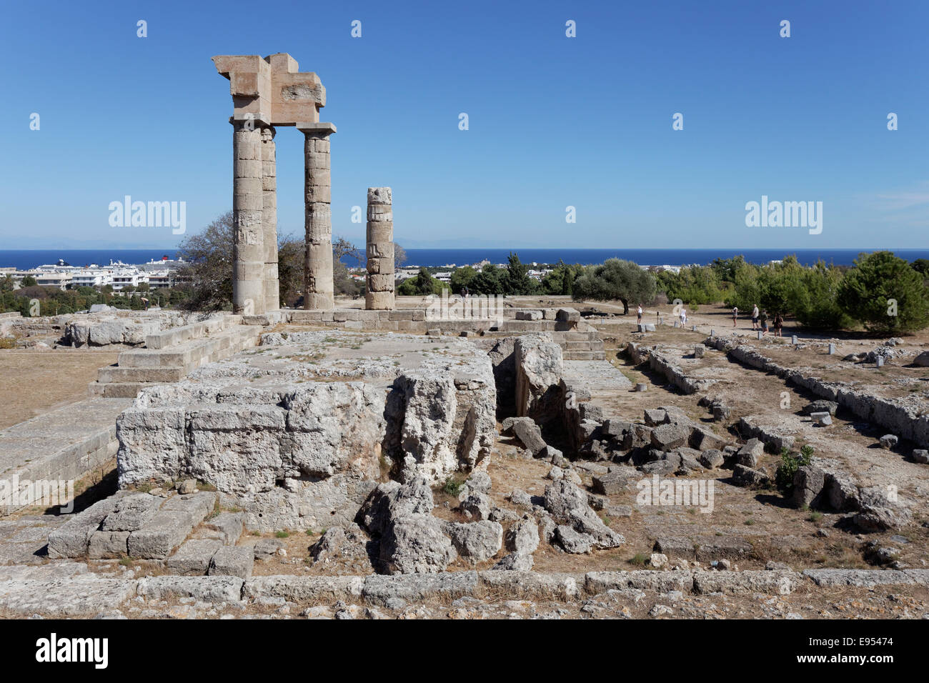 Remains of columns of the Temple of Apollo, Acropolis of Rhodes, Monte ...