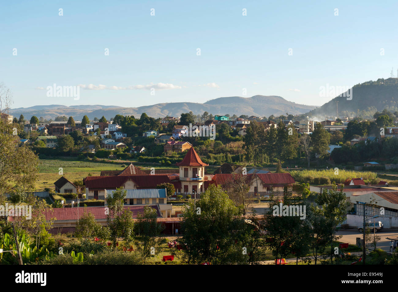 Thermal spa with hot springs, view of the city of Antsirabe, Madagascar ...