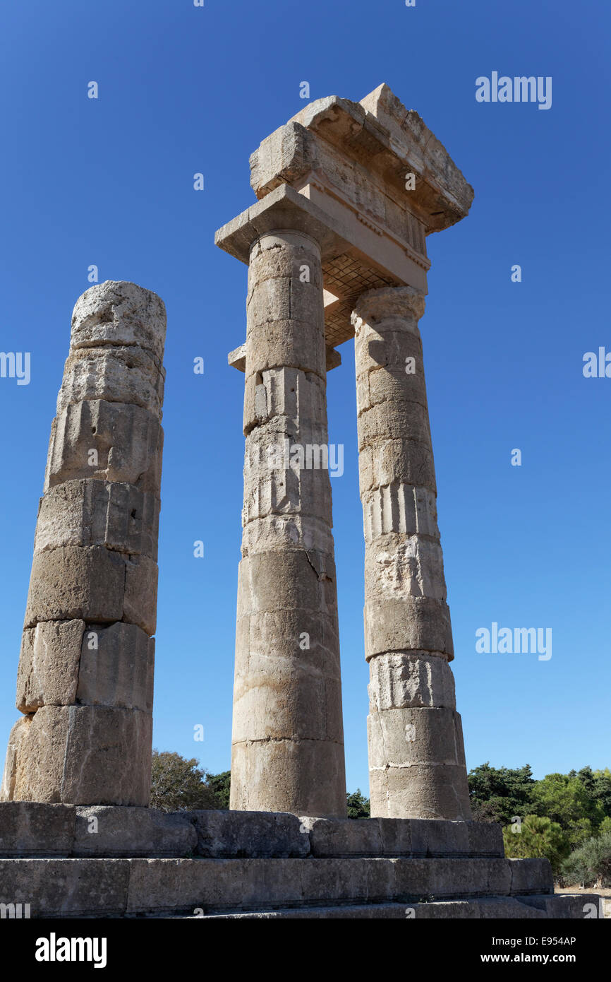 Remains of columns of the Temple of Apollo, Acropolis of Rhodes, Monte ...