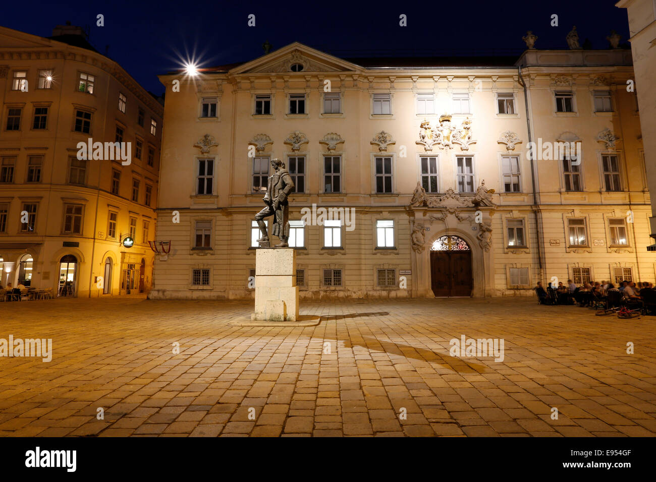 Judenplatz square with the Lessing statue and the memorial for the ...