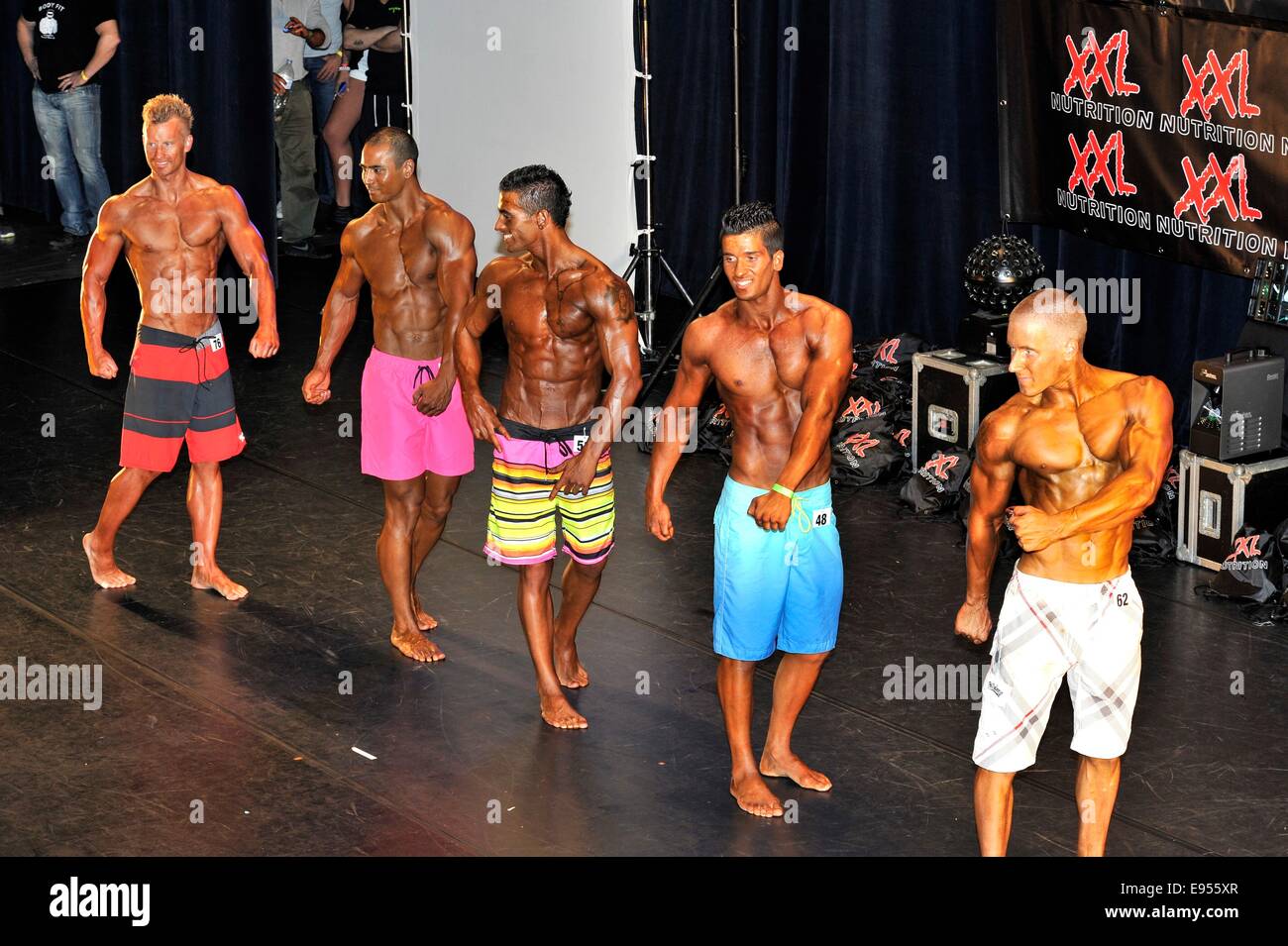 Roosendahl, The Netherlands. 19th Oct, 2014. Male bodybuilders in a ...