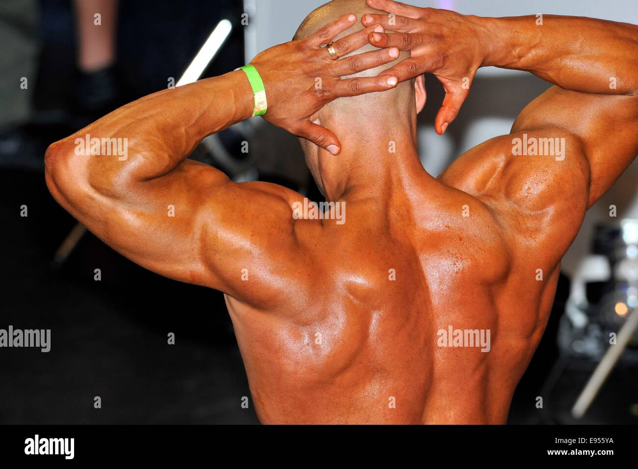 Roosendahl, The Netherlands. 19th Oct, 2014. Male bodybuilders showing ...