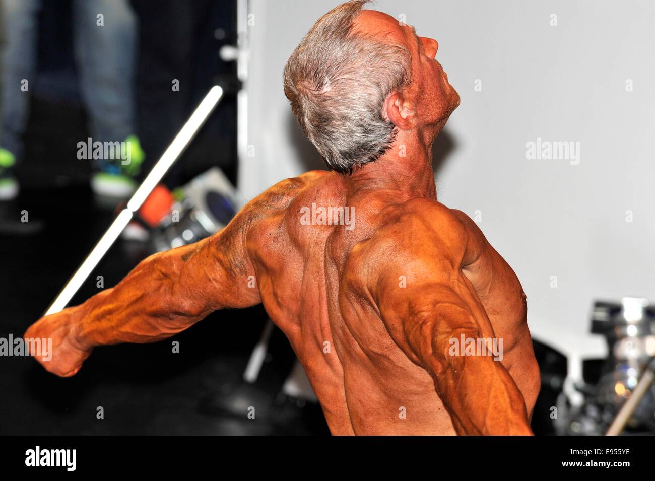 Roosendahl, The Netherlands. 19th Oct, 2014. Male bodybuilders showing ...