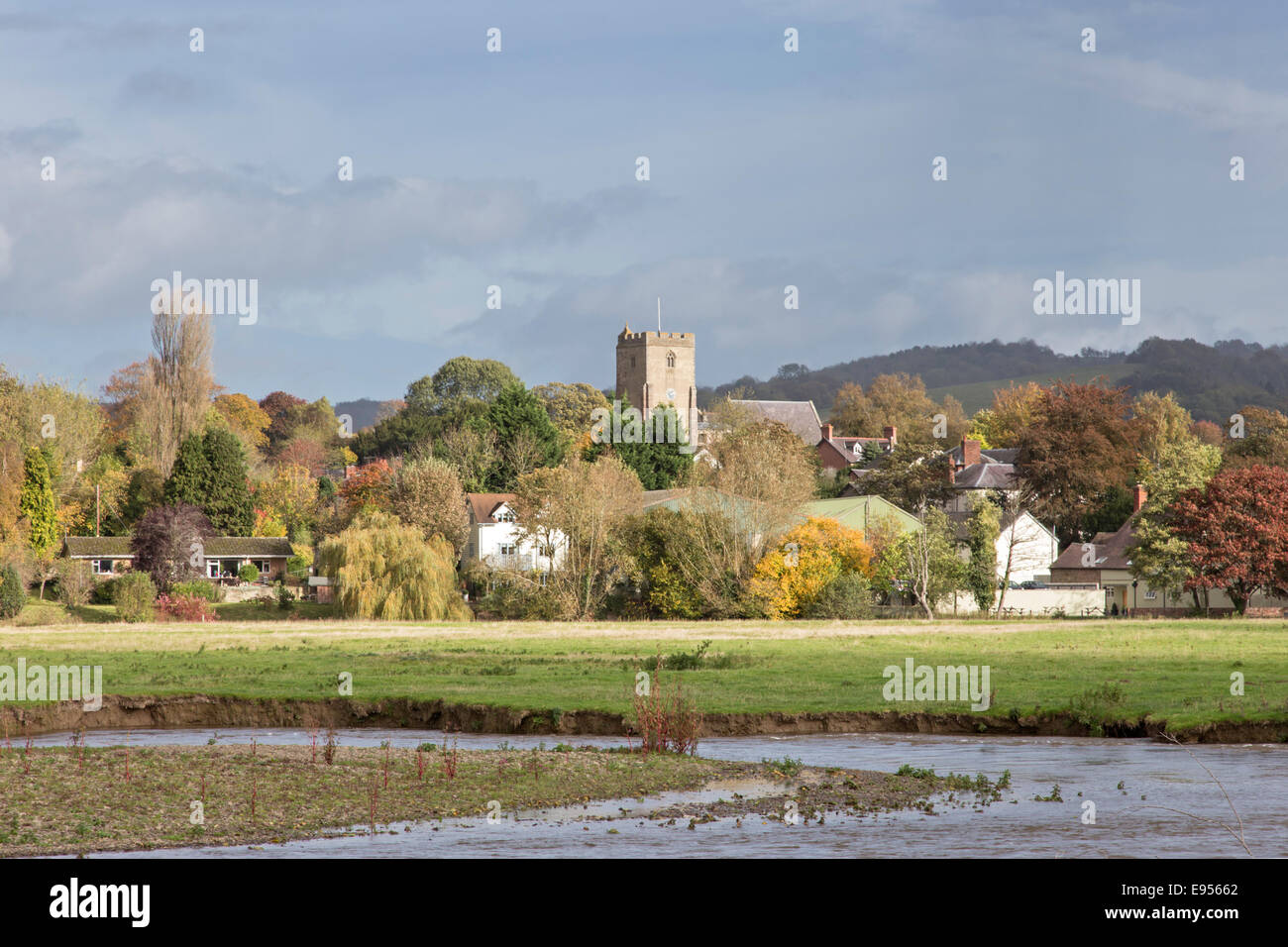 Waterside properties and the tower of St Mary Magdalene church on the ...