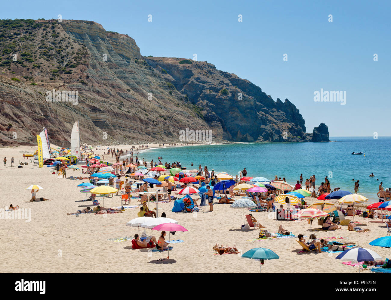 Portugal; the western Algarve, Praia da Luz beach in summer Stock Photo ...