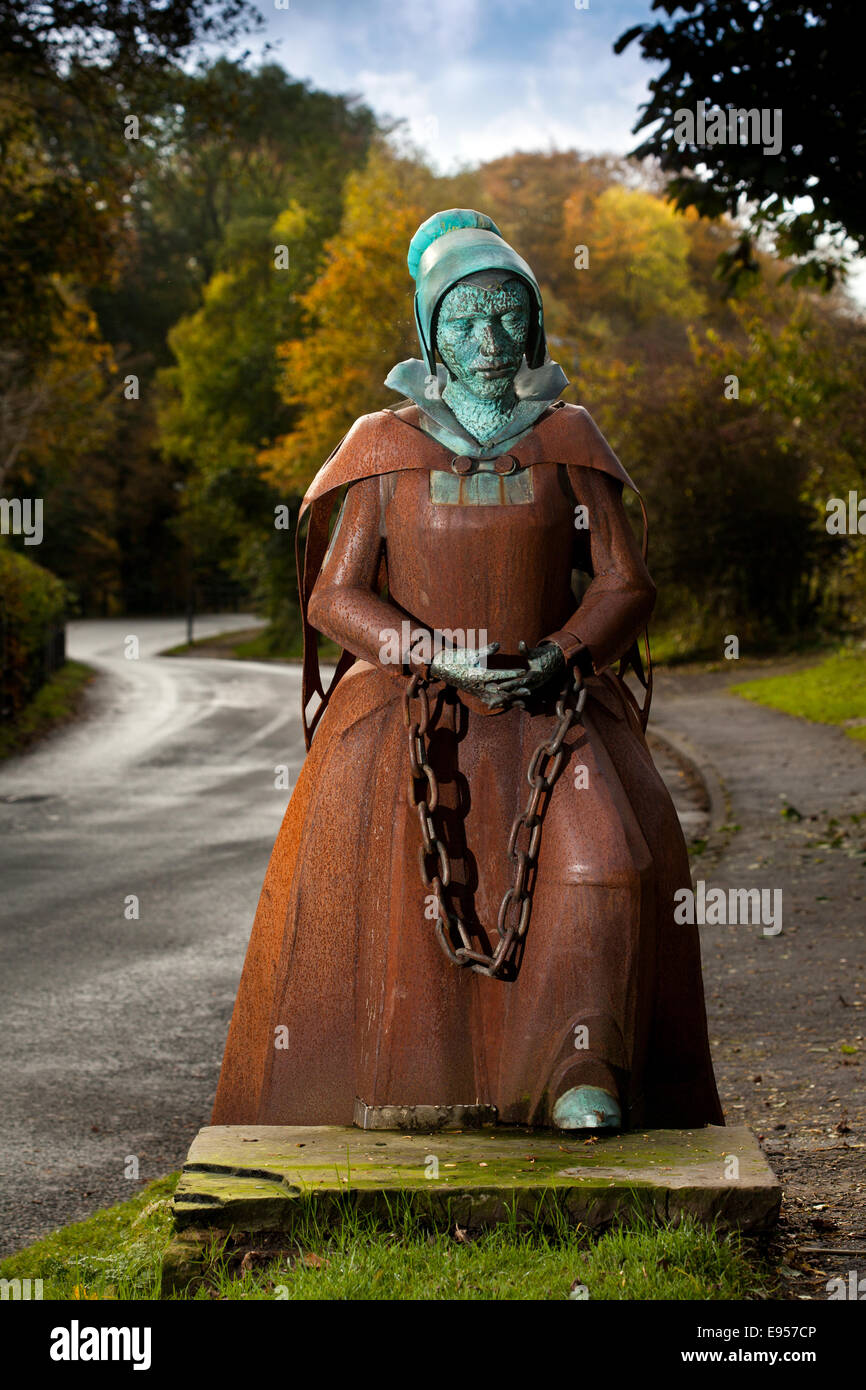 A copper & iron Statue of Alice Nutter one of the Pendle Witches has ...