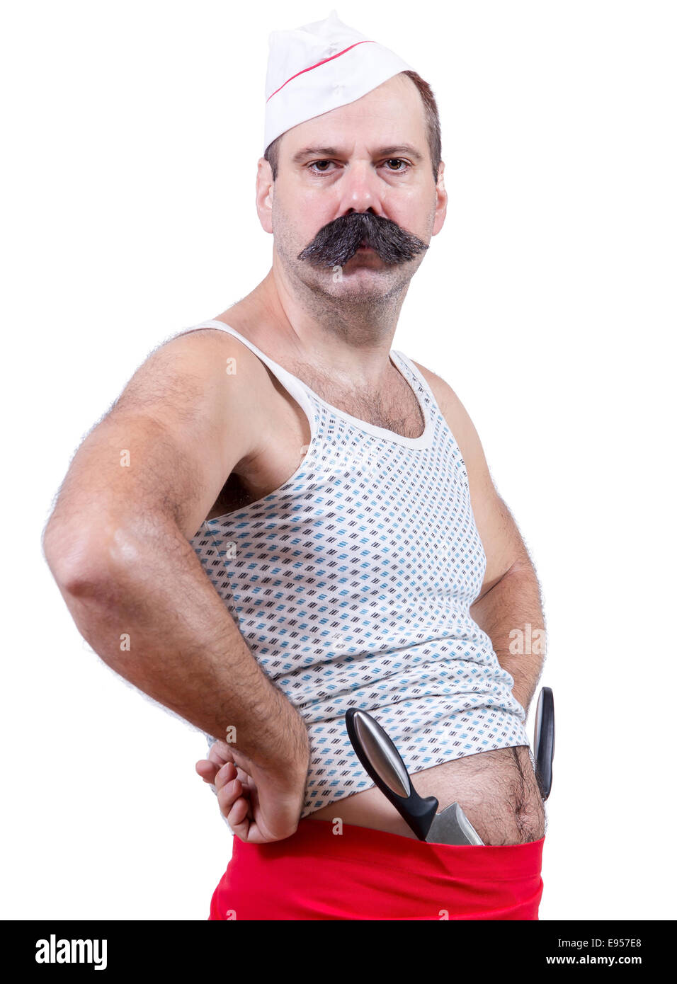 Fat man in white vest hi-res stock photography and images - Alamy