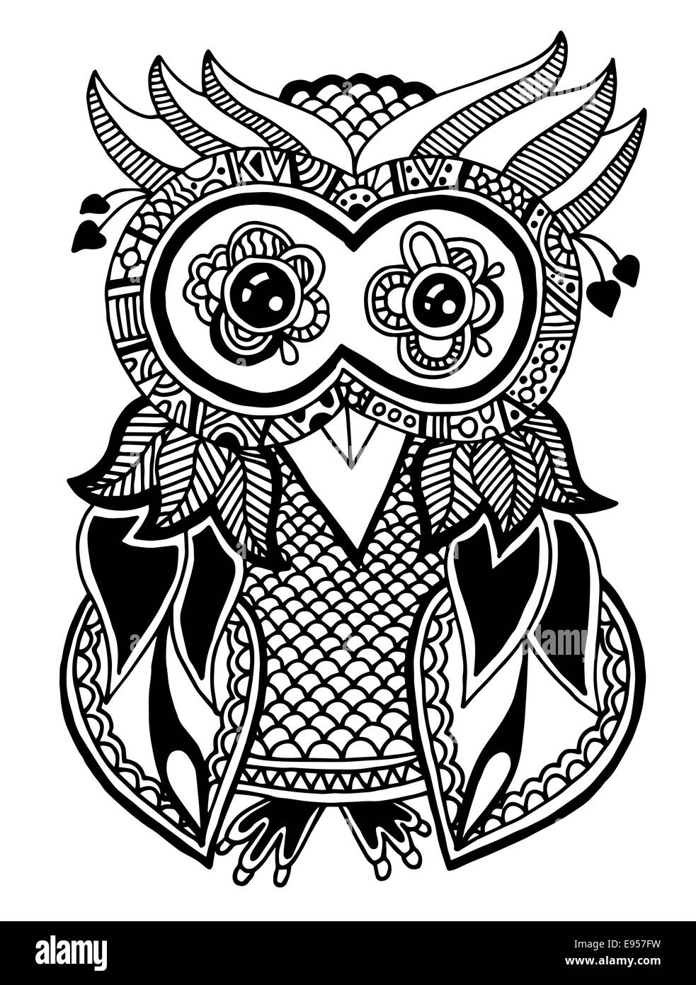 Hand drawing owl in Cut Out Stock Images & Pictures - Alamy