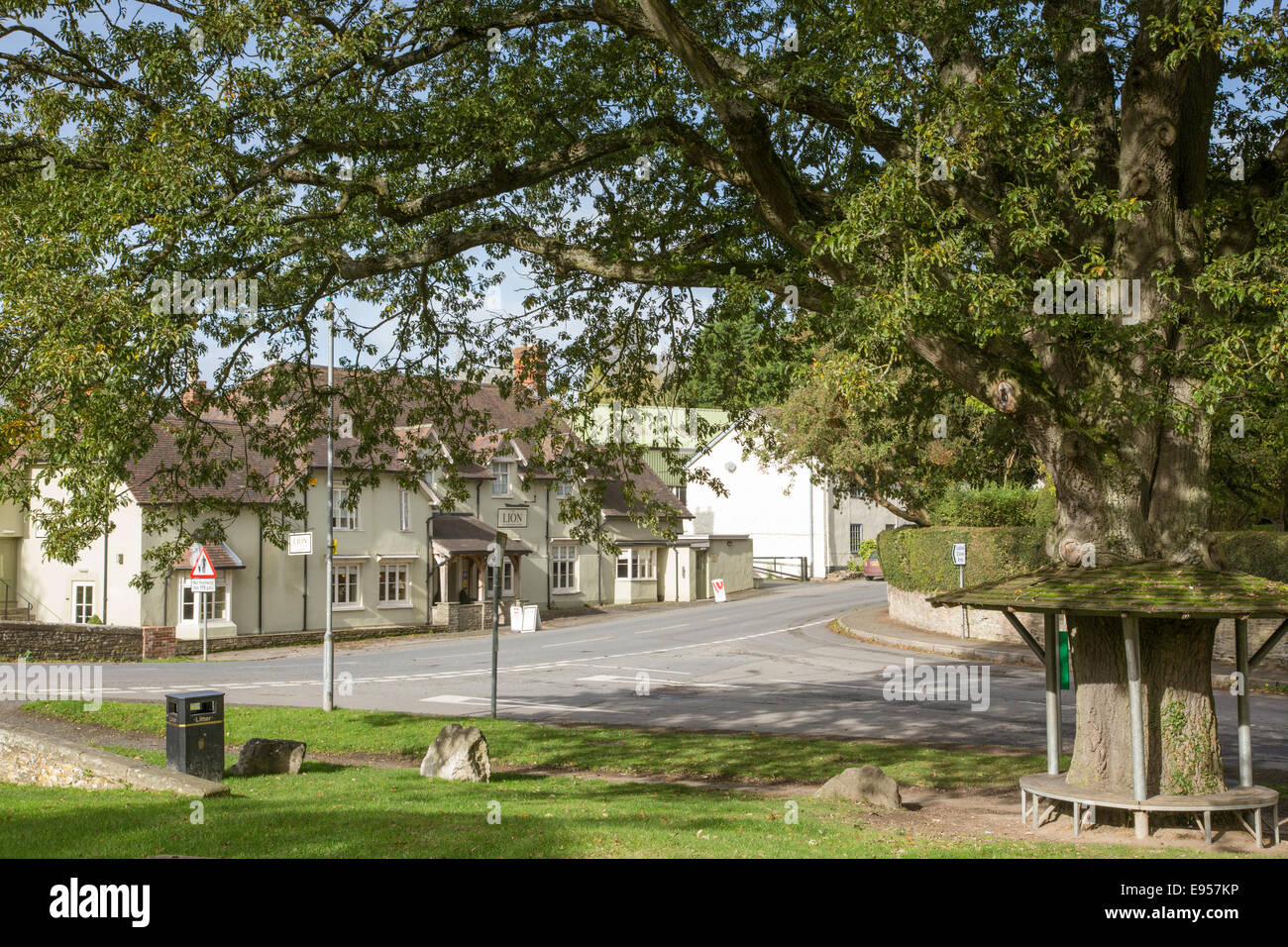 The Lion Inn and village green in Leintwardine, Herefordshire, England ...
