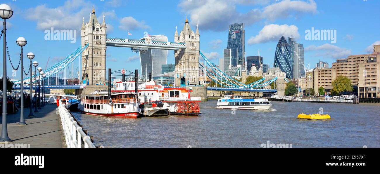 Butlers Wharf River Thames riverside walk cityscape skyline views of ...