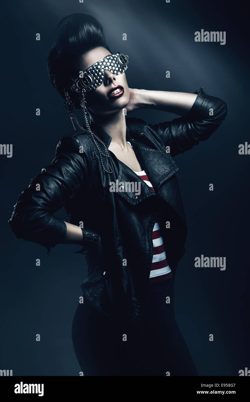 club woman in black jacket Stock Photo - Alamy