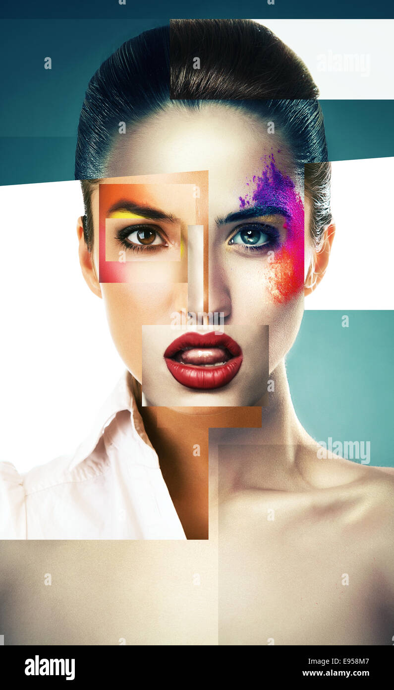 Collage face background hi-res stock photography and images - Alamy