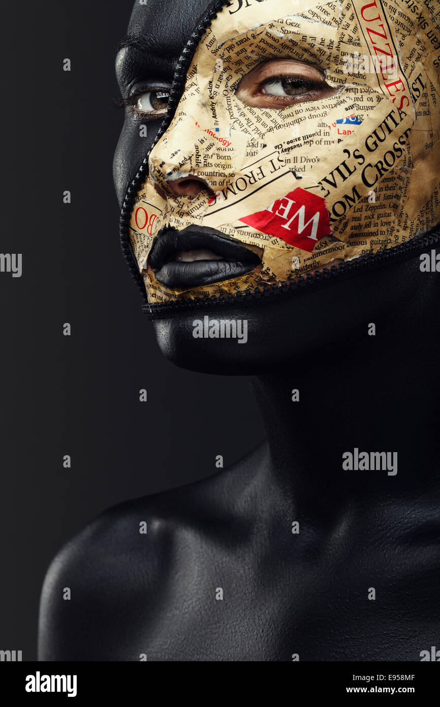 Woman newspaper, eyes only hi-res stock photography and images - Alamy