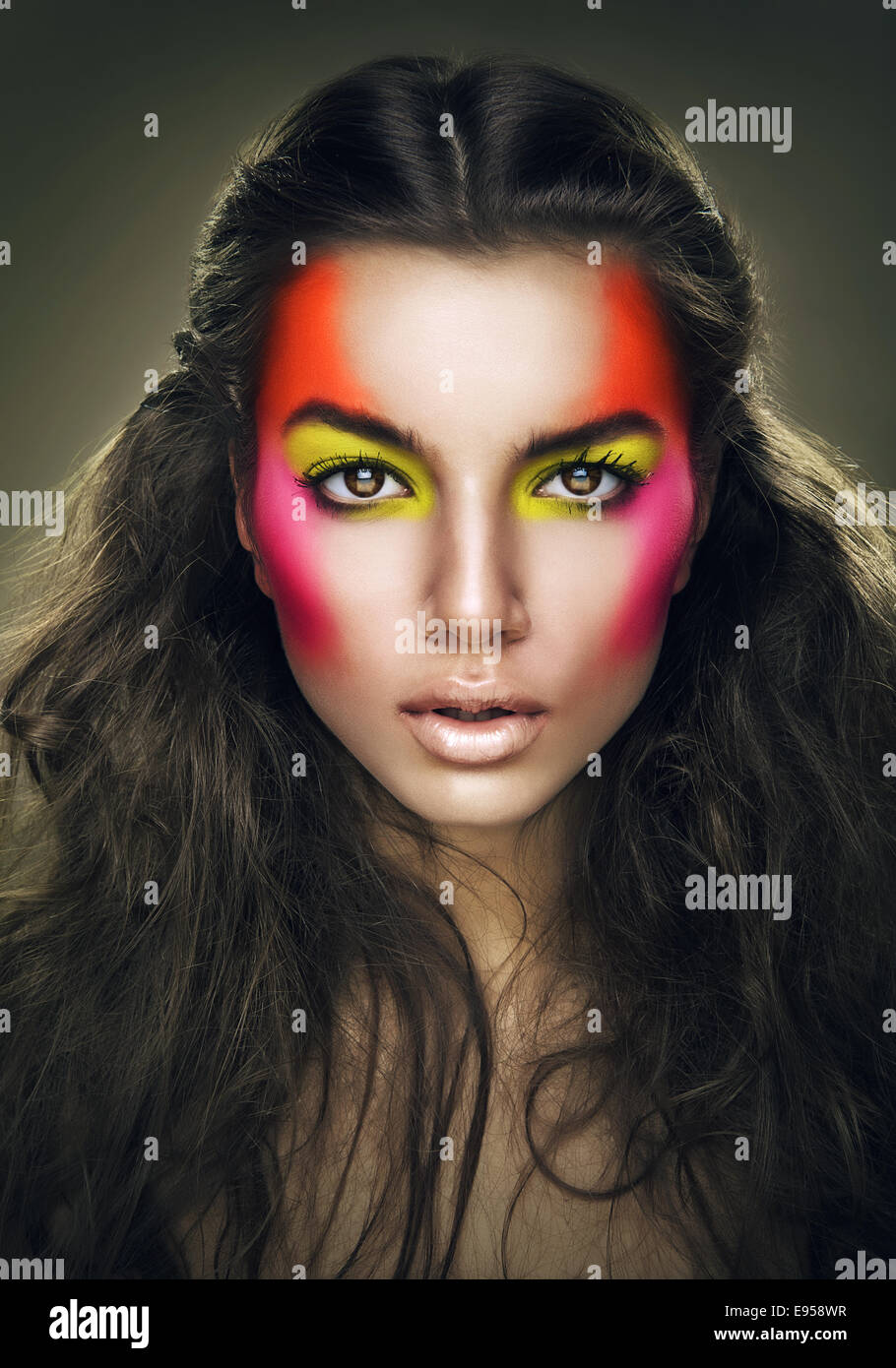 girl with eye shadows on face Stock Photo - Alamy