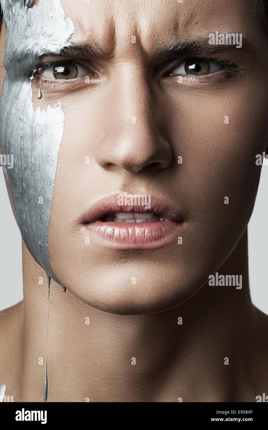 handsome man in paint Stock Photo - Alamy