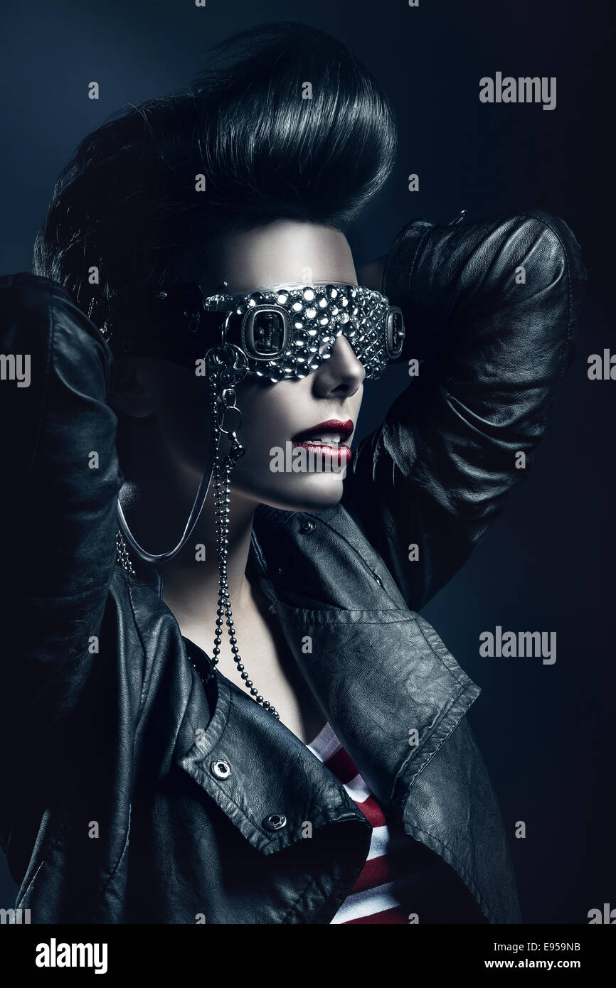 portrait of rock n roll woman Stock Photo - Alamy