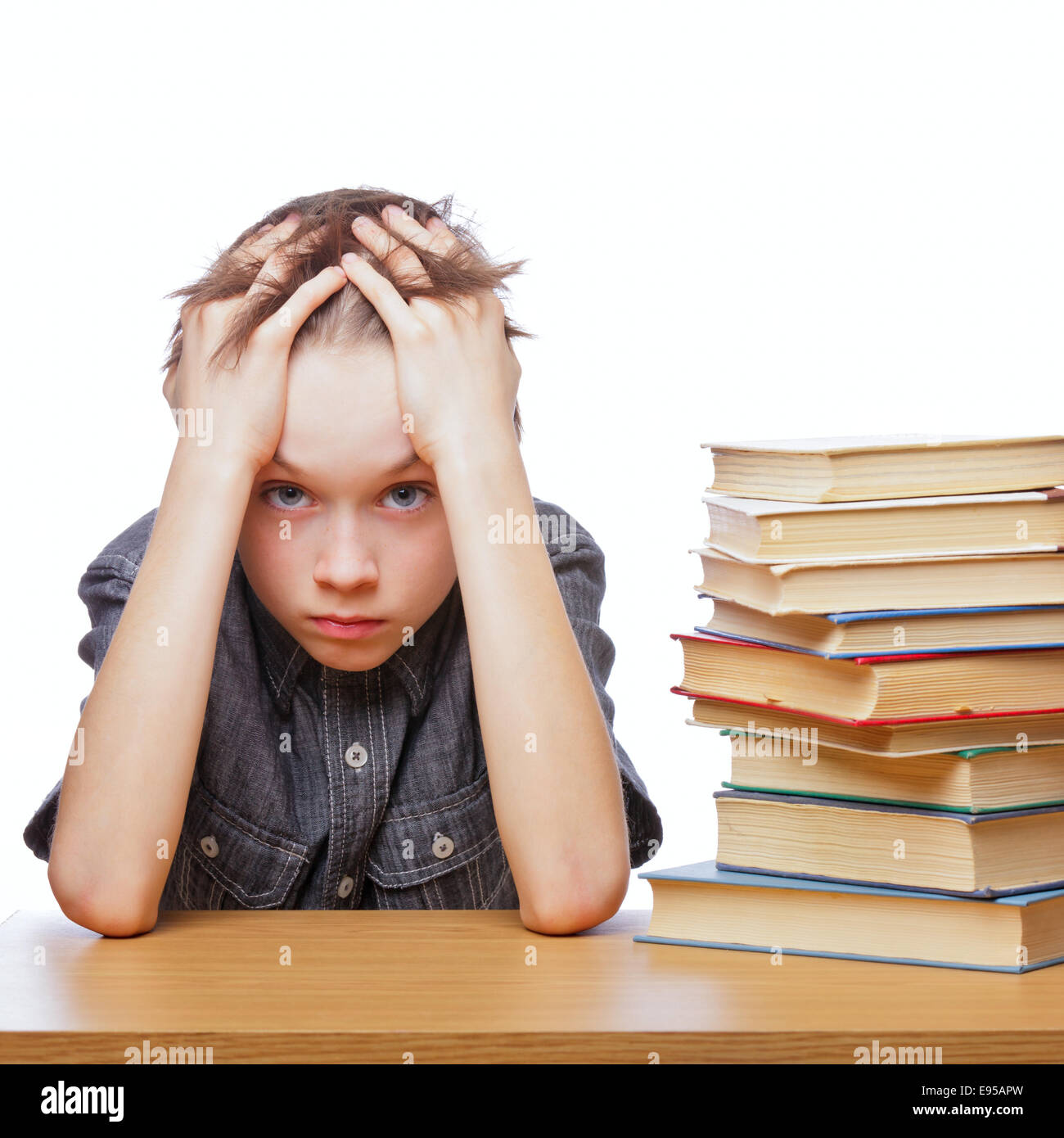 Boy desk frustrated hi-res stock photography and images - Alamy