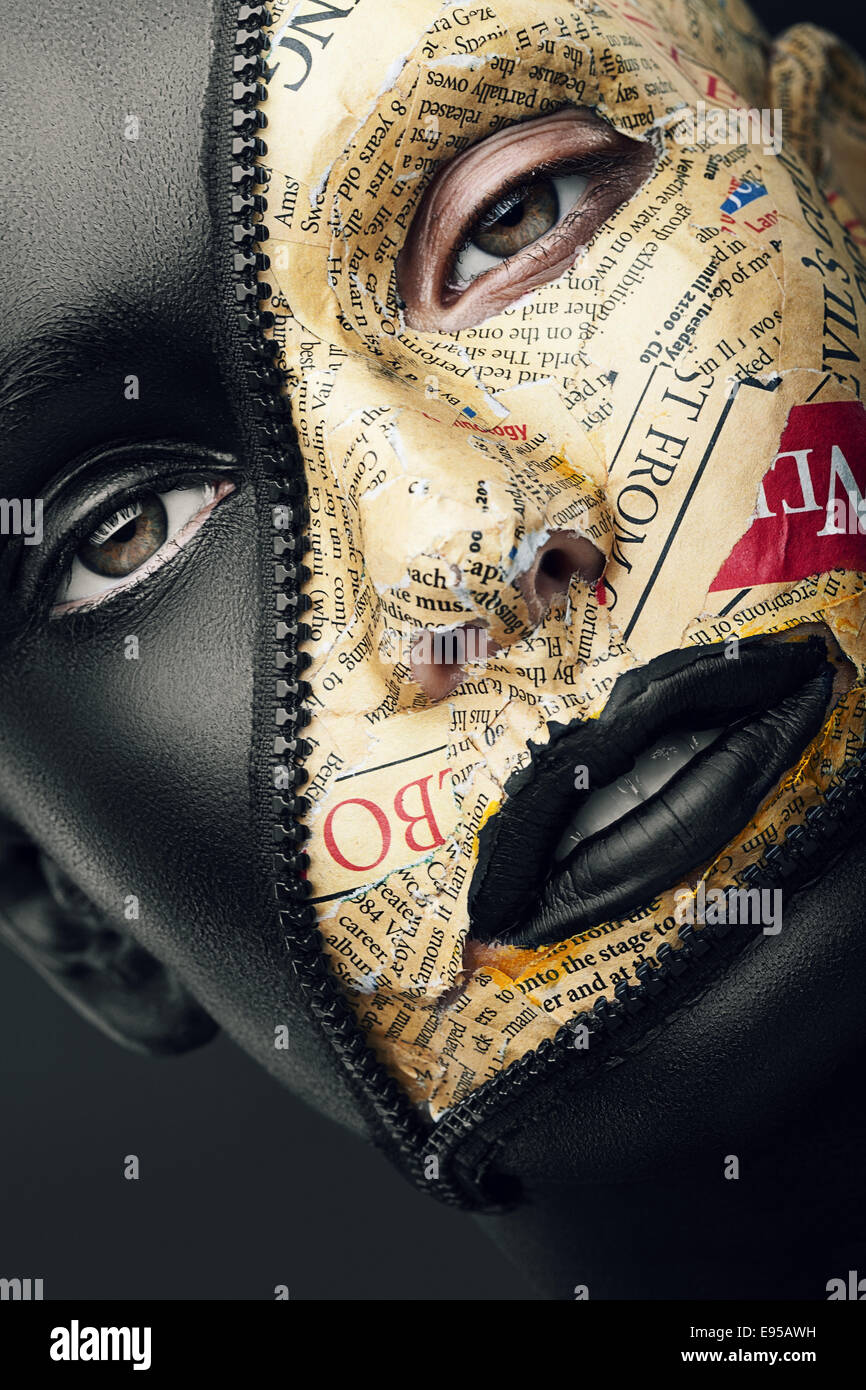 Woman newspaper, eyes only hi-res stock photography and images - Alamy