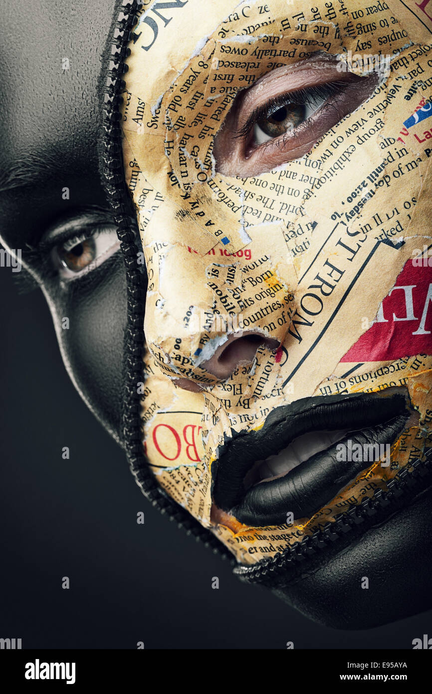 Woman newspaper, eyes only hi-res stock photography and images - Alamy