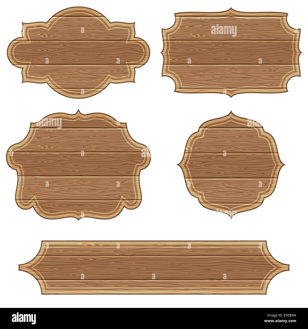 Collect Retro Wooden Board Frames. isolated on white background Stock ...