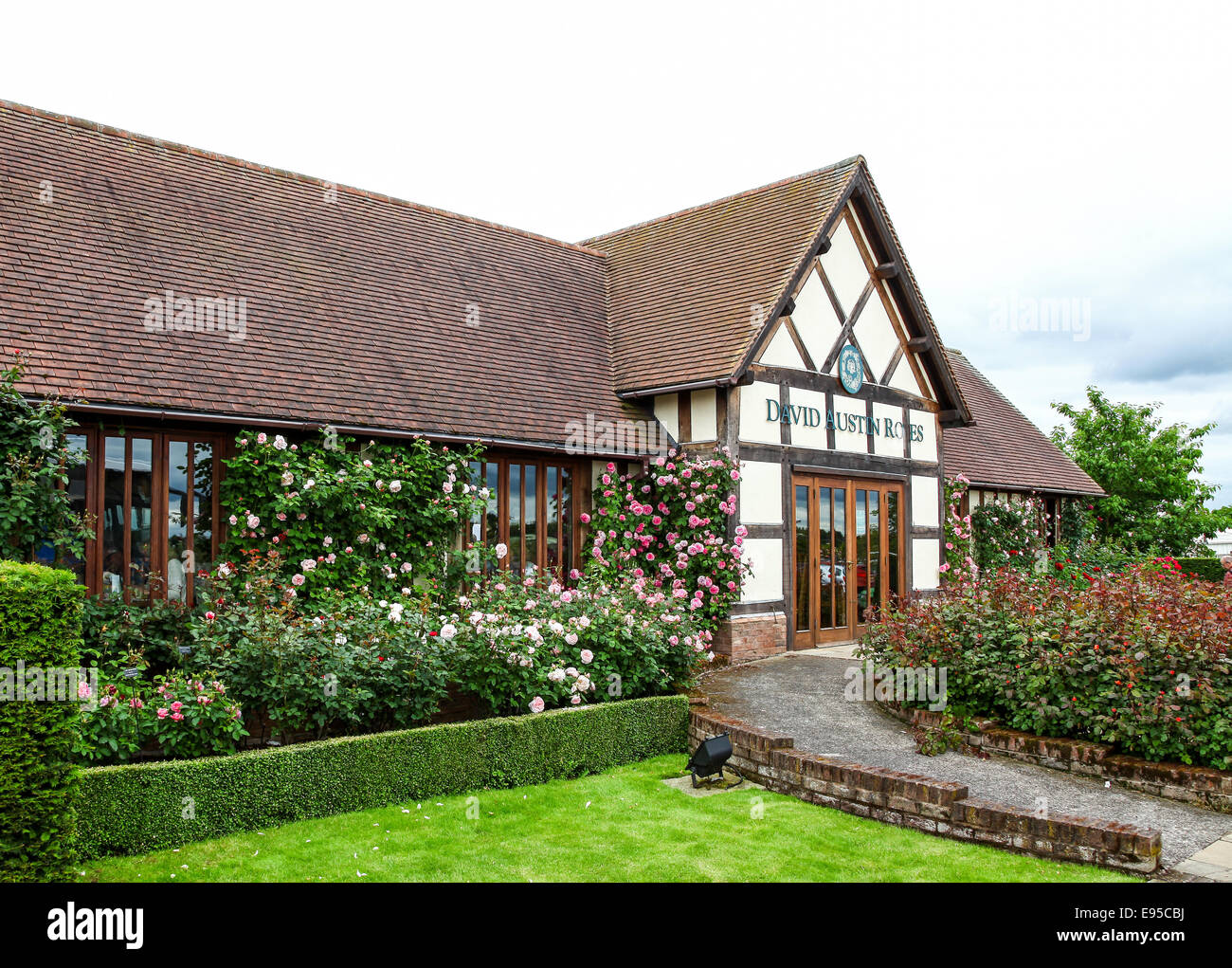The entrance to David Austin rose garden Albrighton Shropshire England ...