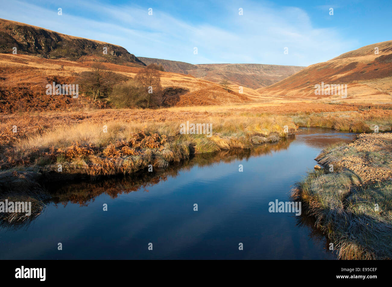 Winter landscape at Crowden in Longdendale, North Derbyshire Stock ...