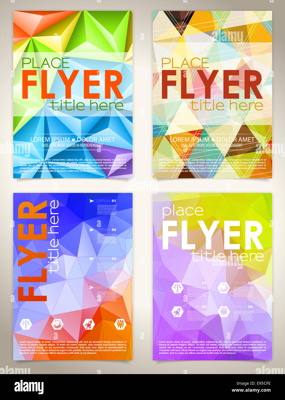 Collect Flyers Design with Triangle Pattern, Icons and Options ...