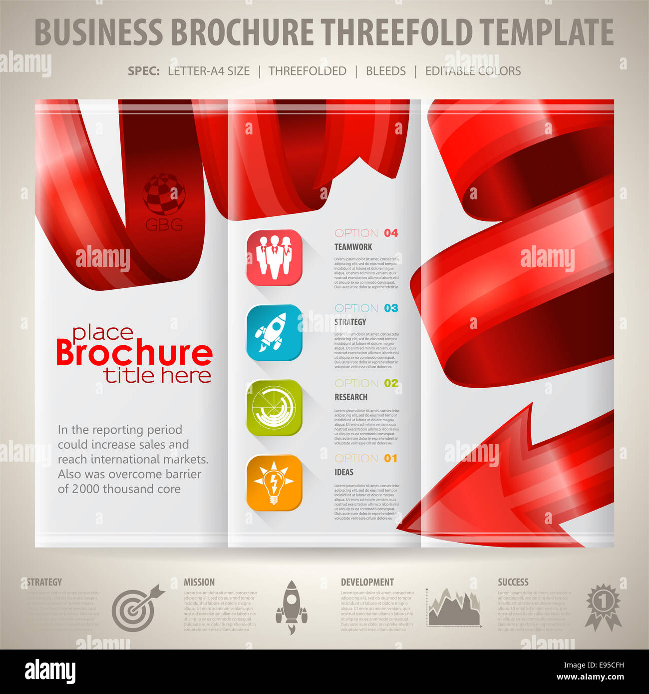 Business Brochure Design with Arrow, Icons and Options. Template Stock ...