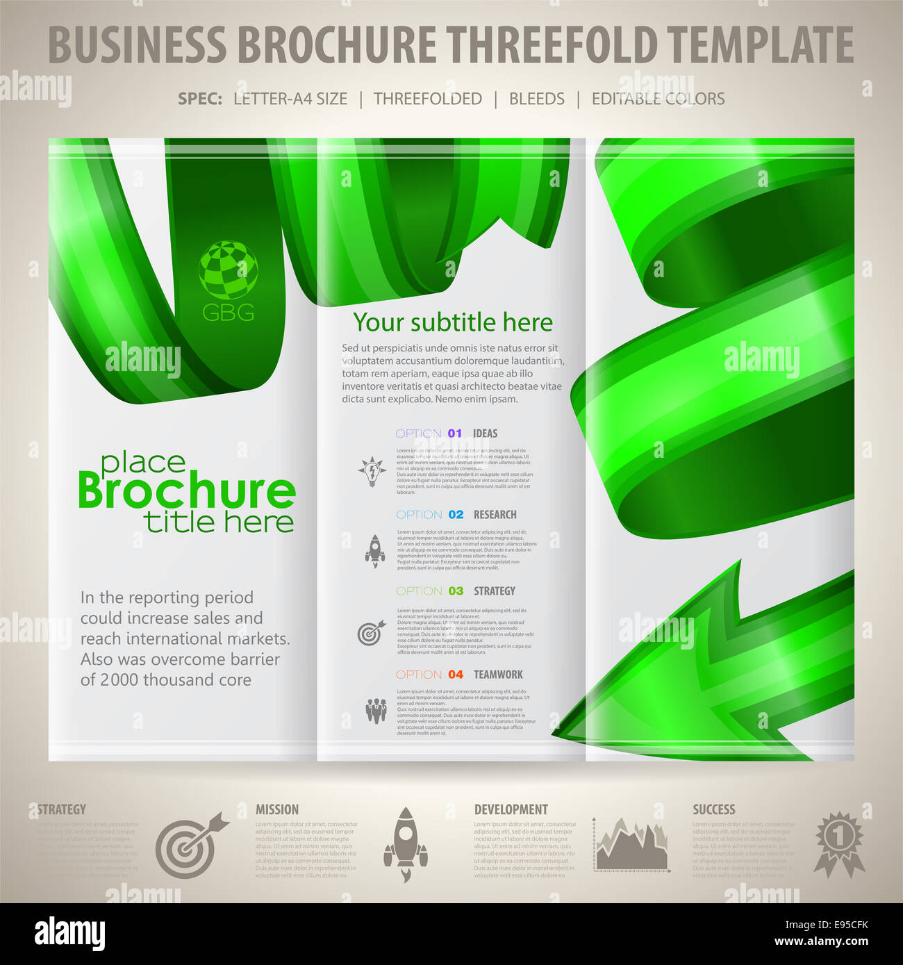 Business Brochure Design with Arrow, Icons and Options. Template Stock ...