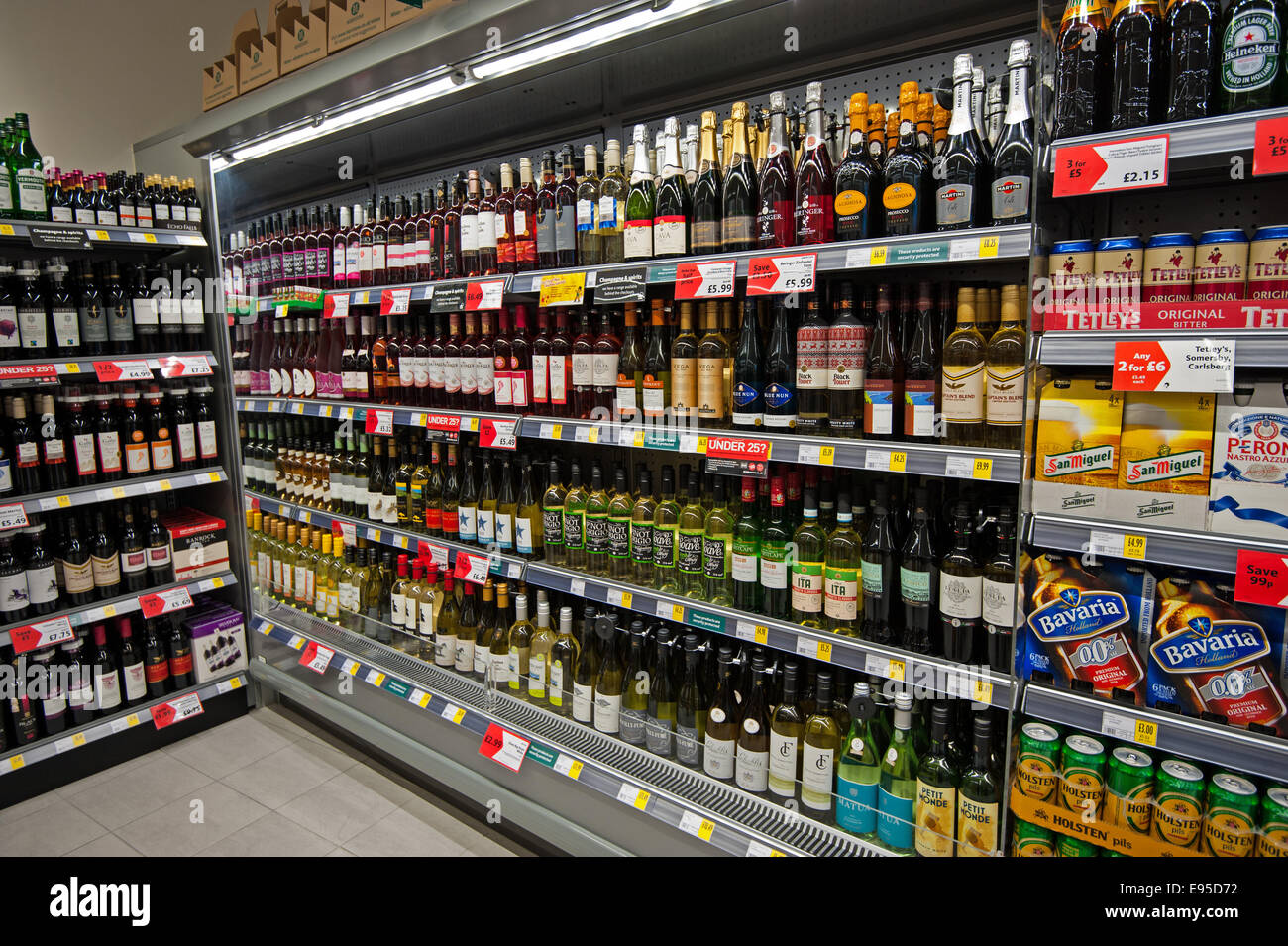 Supermarket shelves filled with alcohol Stock Photo - Alamy