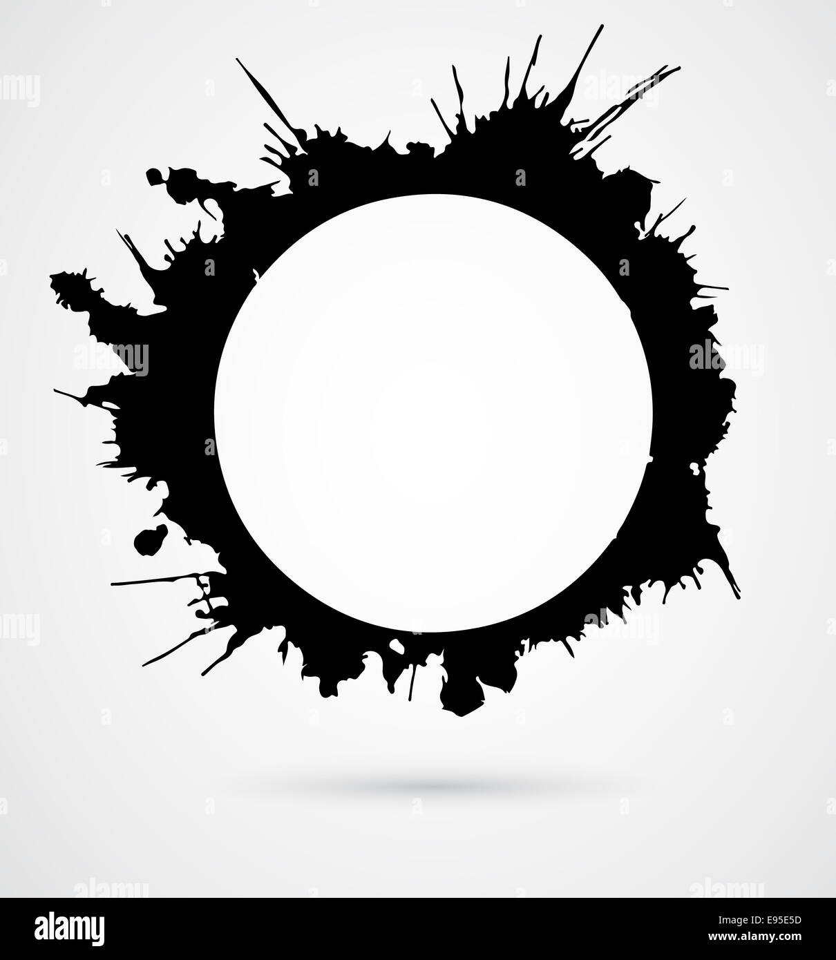 Black round brush strokes, made of ink splashes with grey drop shadow ...