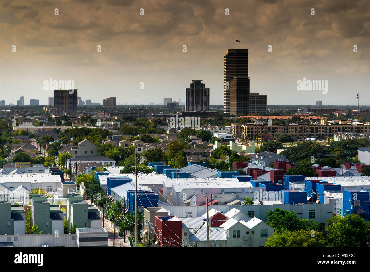 Downtown Houston highrise building skyline at dusk Stock Photo - Alamy