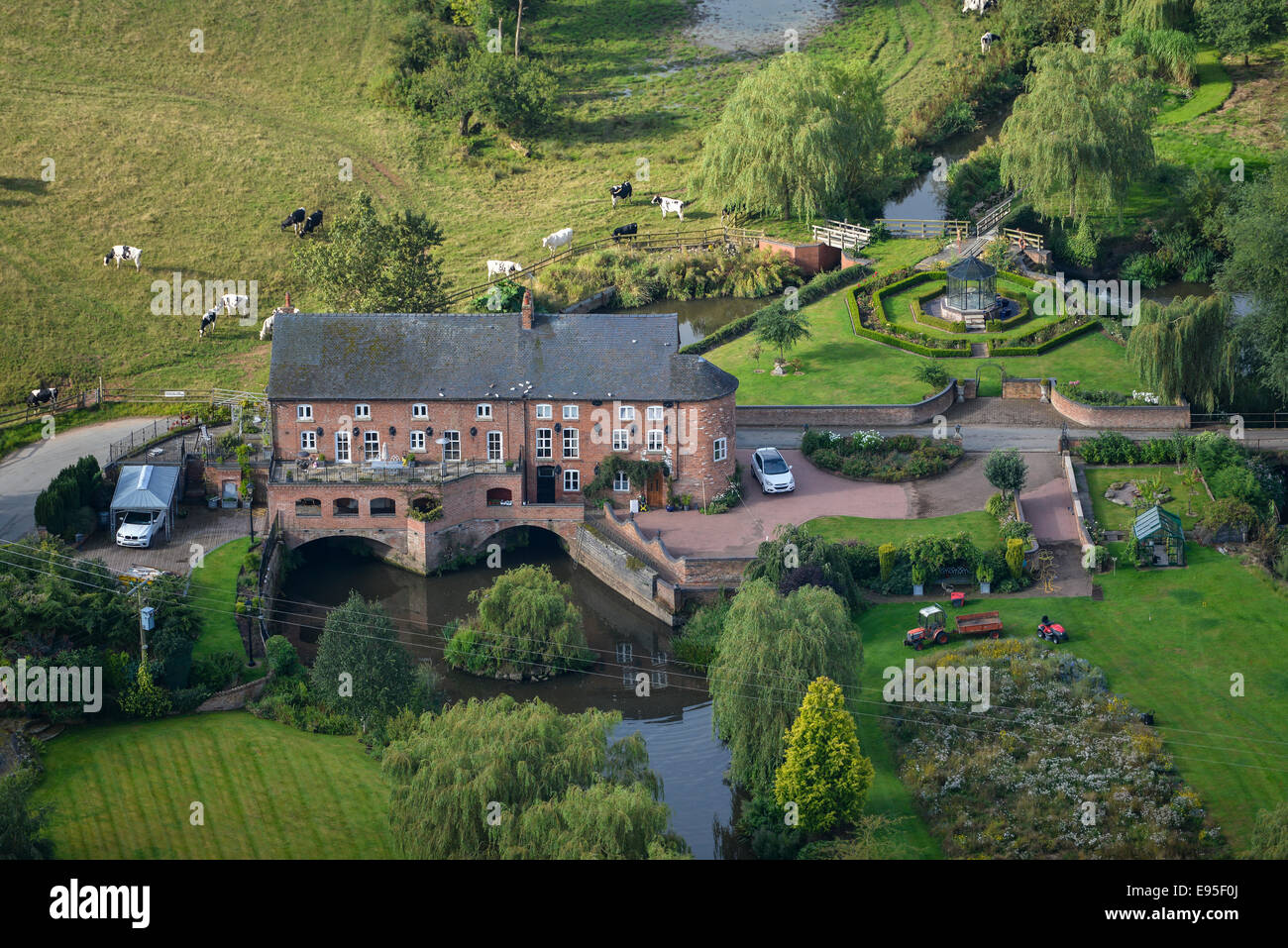 An aerial view of a large mill-house in the Cheshire countryside Stock ...