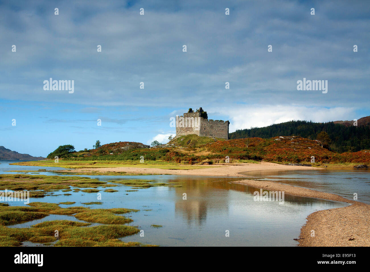 Castle Tioram and Loch Moidart, Doirlinn, Moidart, Lochaber Stock Photo ...
