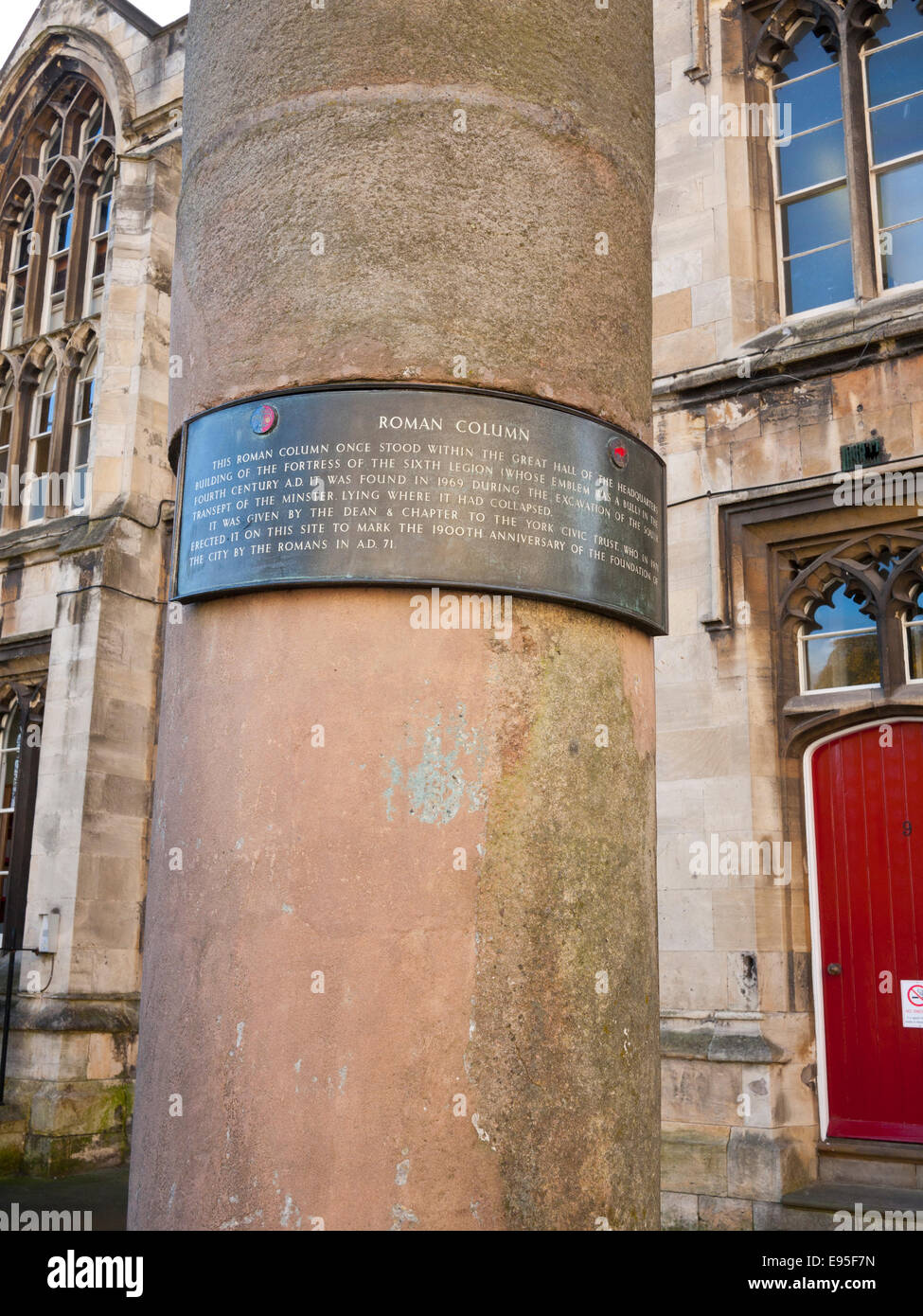 Roman Column outside York Minster Cathedral , York,Yorkshire, England ...