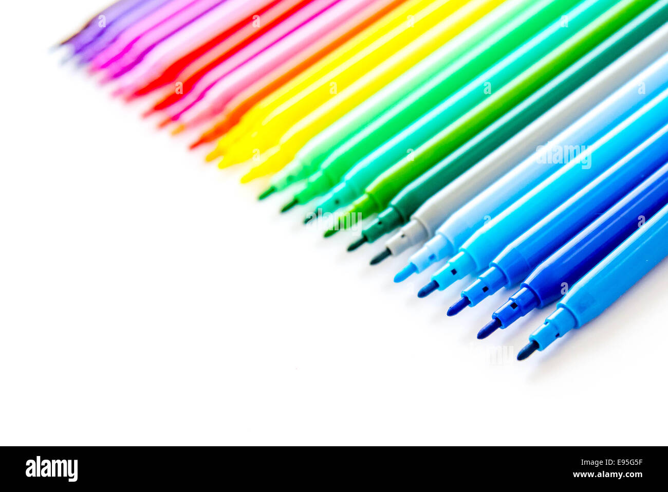 back to school supplies - line of multi colored bright markers Stock ...