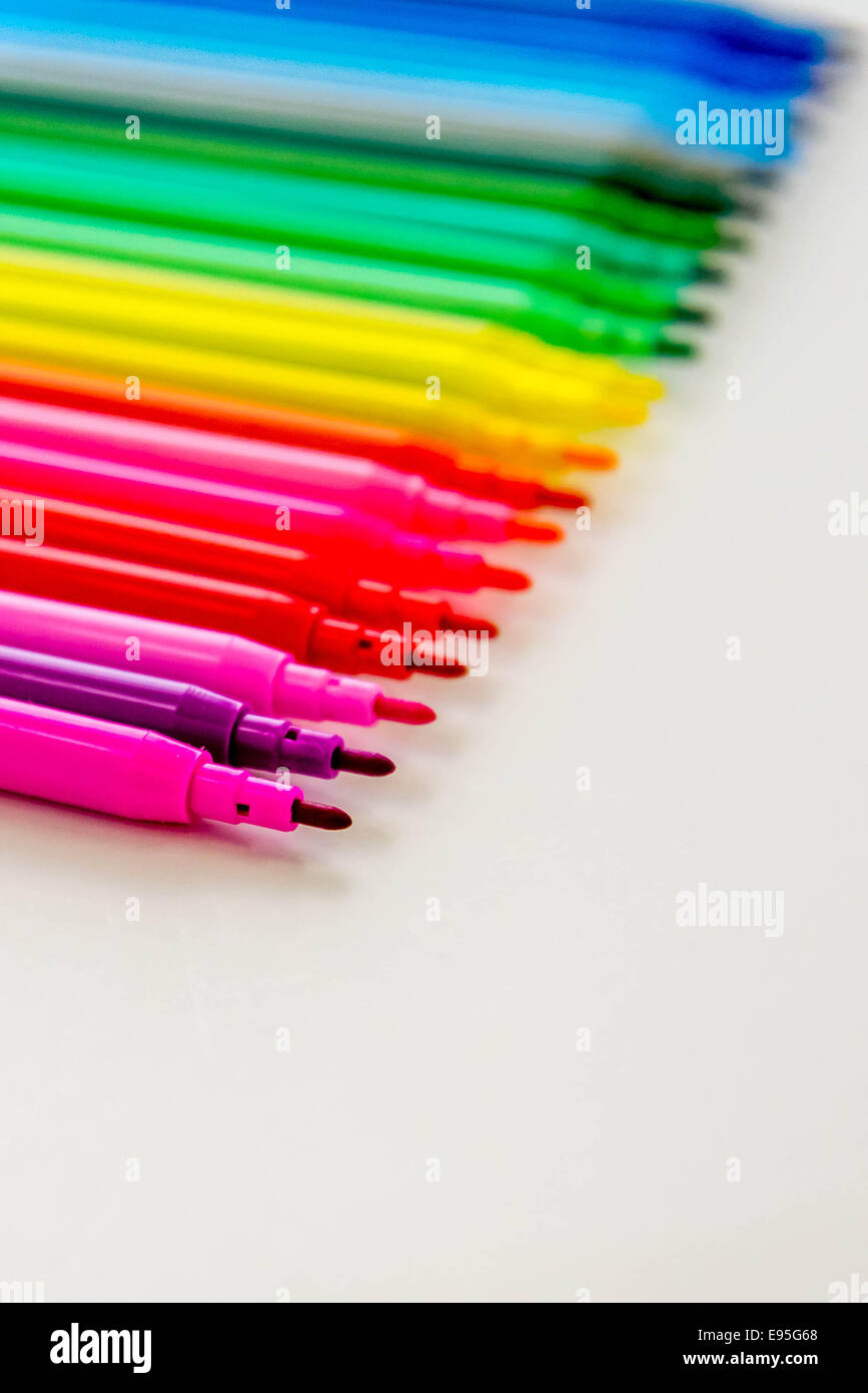 line of multi colored markers Stock Photo - Alamy