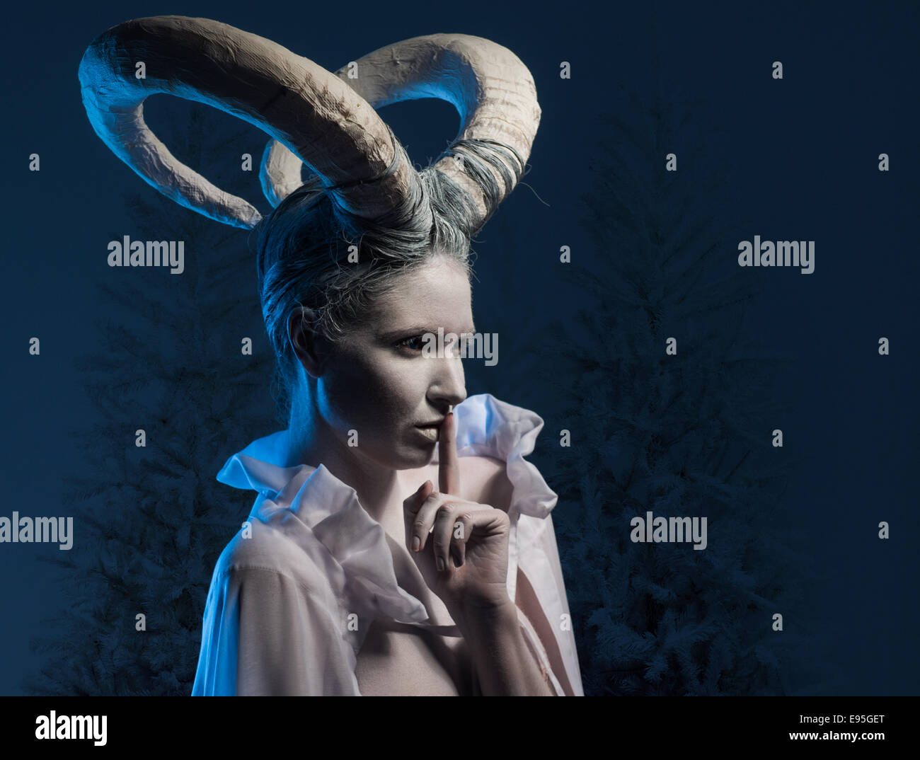 Woman with goat body-art Stock Photo - Alamy