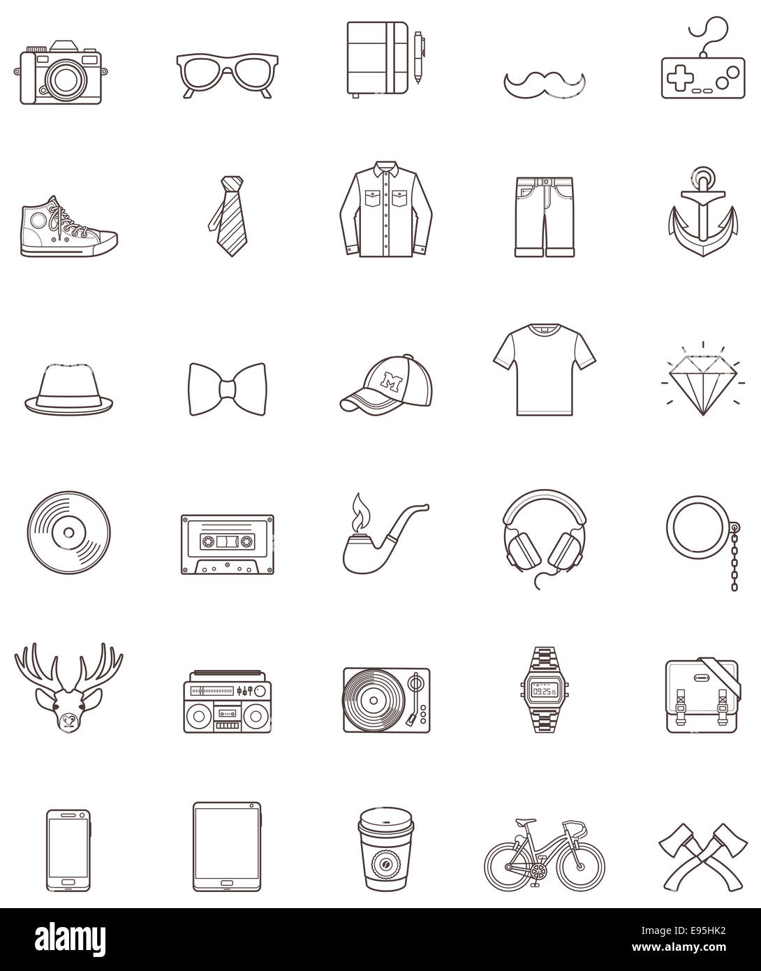 Set of the simple hipster icons Stock Photo - Alamy