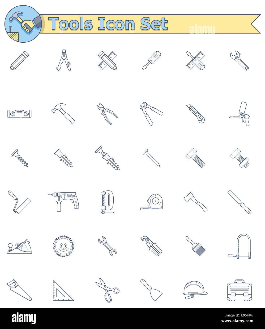 Set of the working tools icons Stock Photo - Alamy