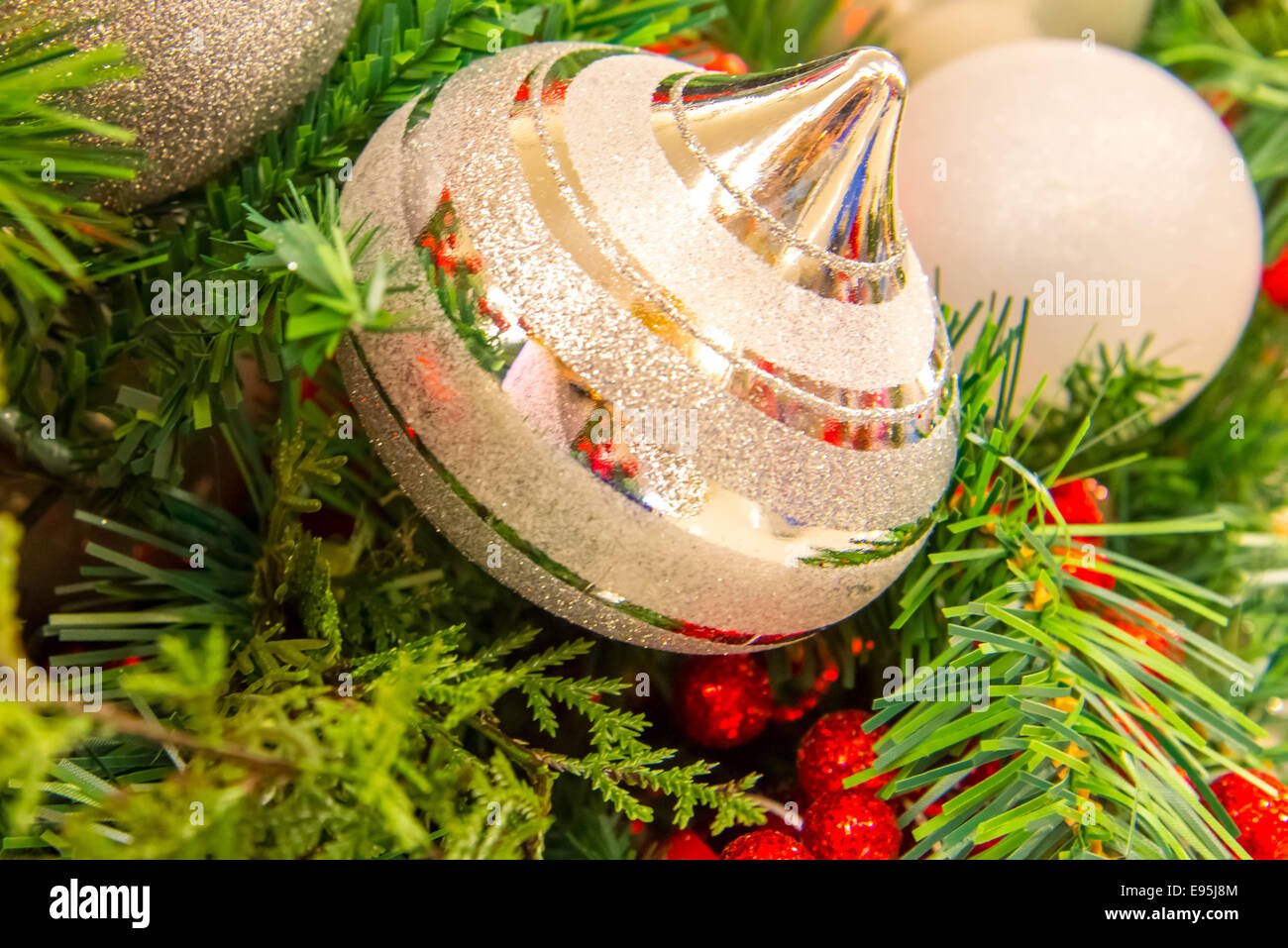 Christmas decorations, ornaments - red and white Stock Photo - Alamy