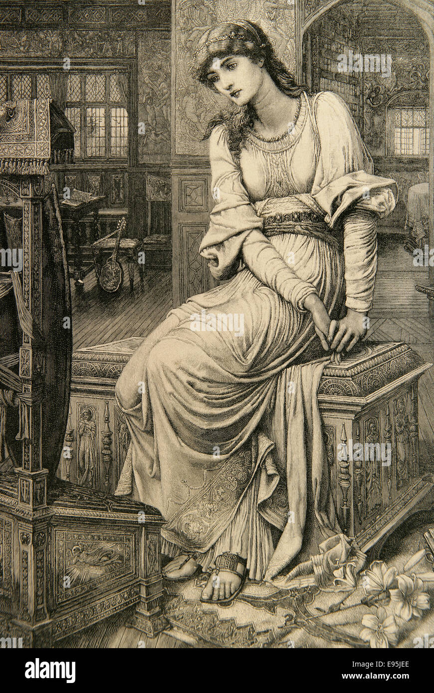 Mechthild of Magdeburg (1207-1282/1294). Medieval mystic. Engraving by ...