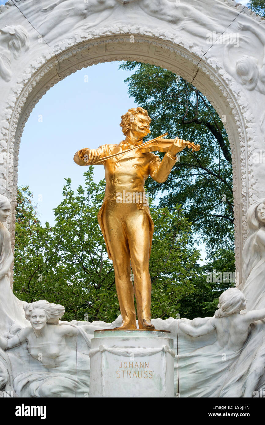 The statue of the Austrian composer Johann Strauss II in the Stadt Park ...