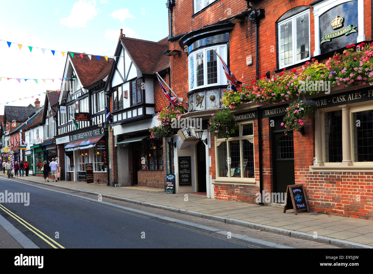 High Street, Lyndhurst town, New Forest National Park; Hampshire County ...