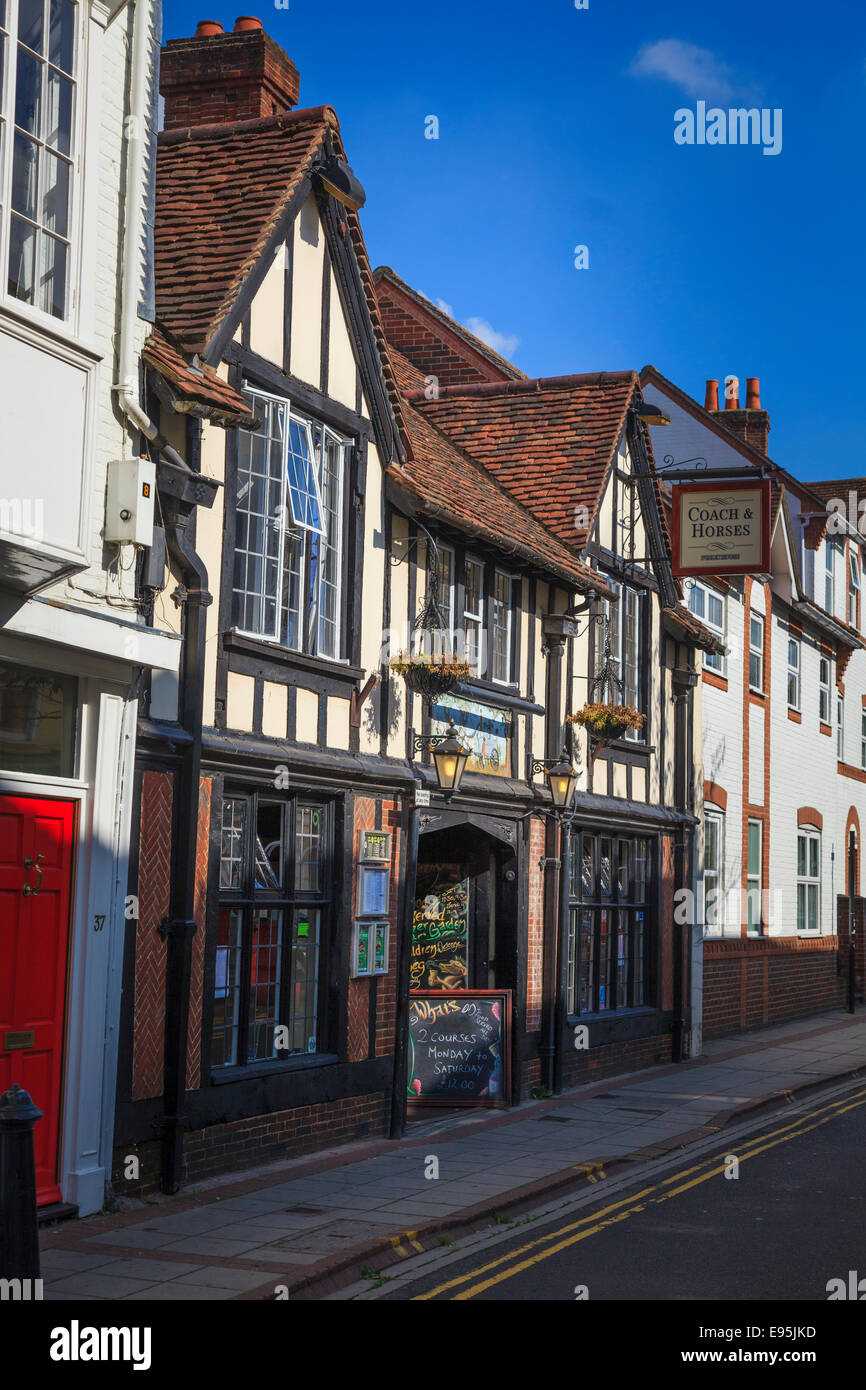 The Coach & Horses Pub exterior an old coaching inn in Salisbury Stock ...