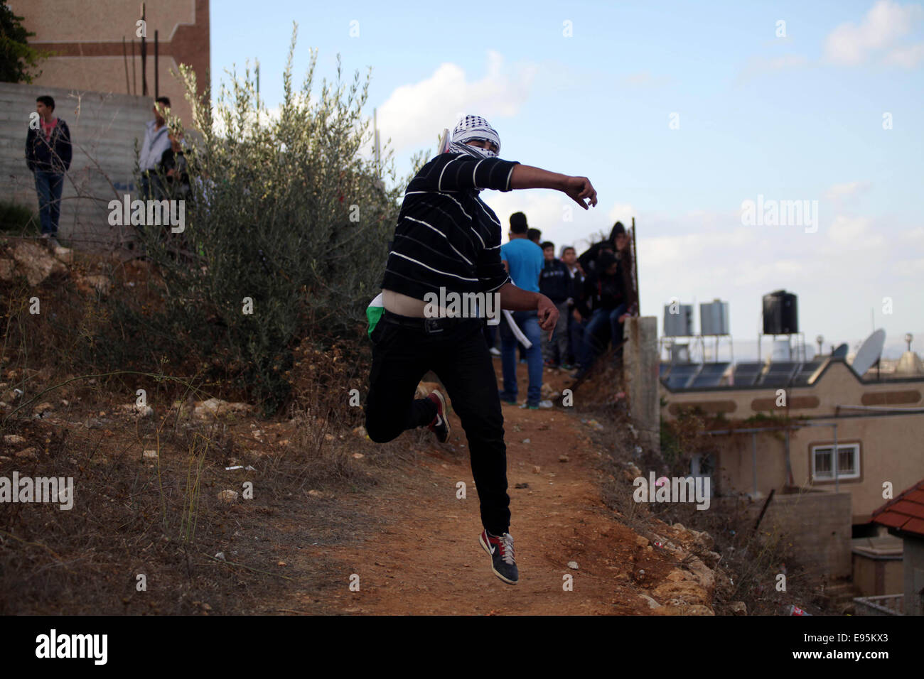 Sinjel, West Bank, Palestinian Territory. 20th Oct, 2014. A Palestinian ...
