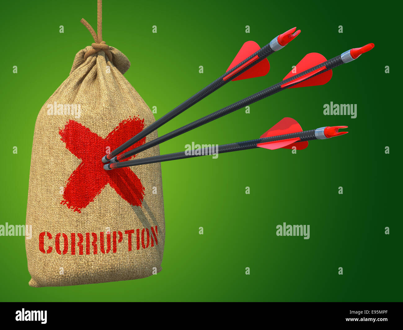 Corruption - Arrows Hit in Red Mark Target Stock Photo - Alamy