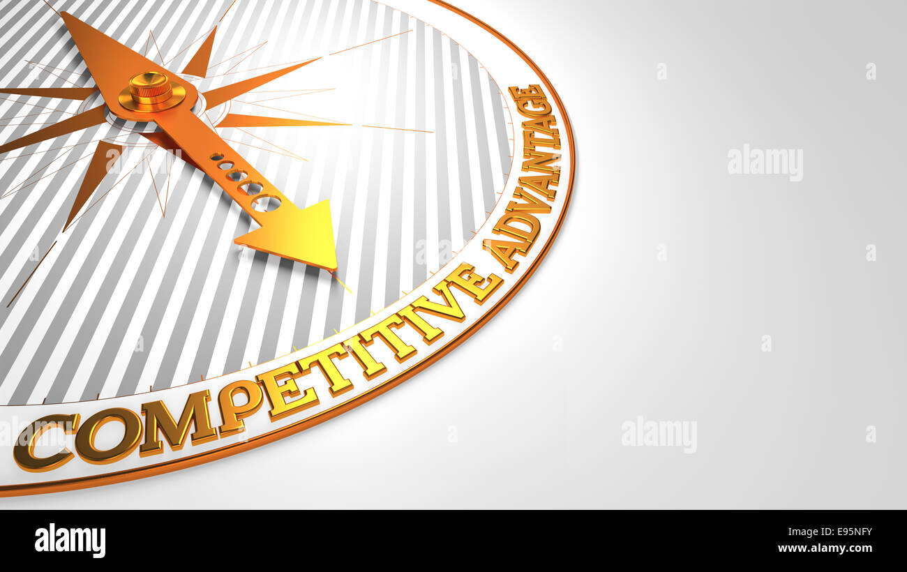 Competitive Advantage on White with Golden Compass Stock Photo - Alamy