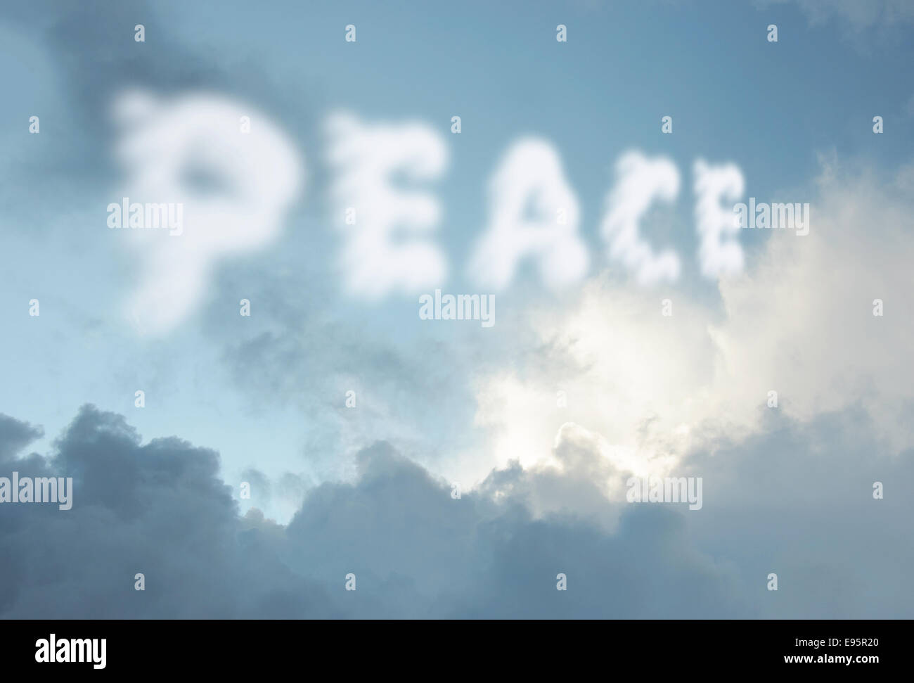 Peace clouds text in the sky Stock Photo - Alamy
